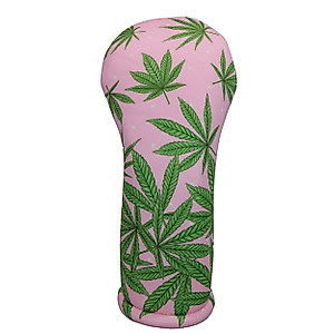 Pink Marijuana Leaf Driver 460cc Club Headcover Handmade by BeeJos