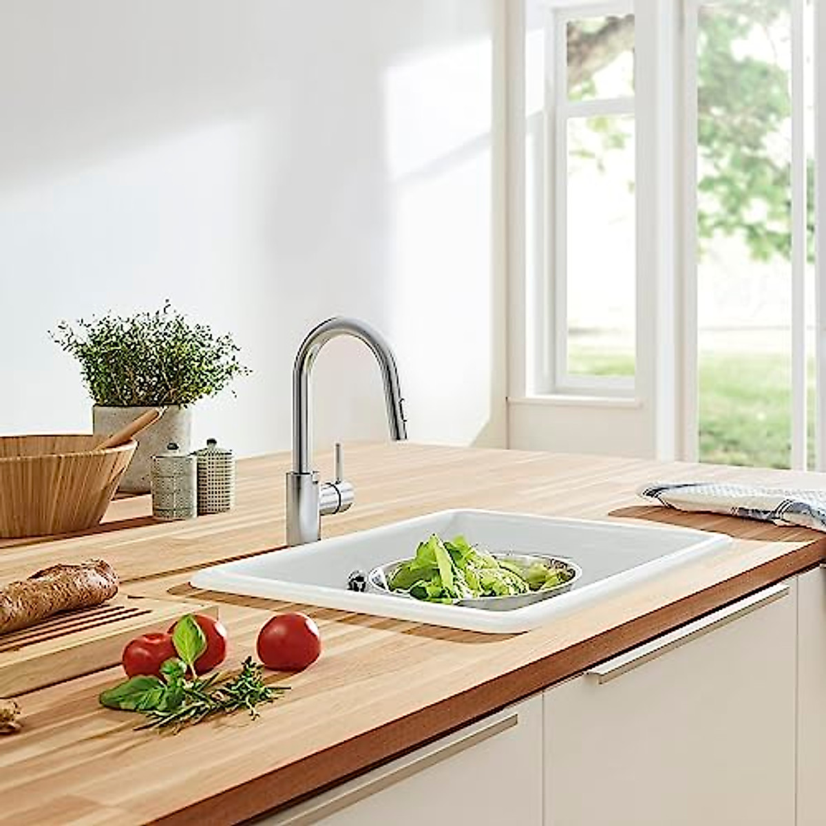 GROHE 31479DC1 Concetto Pull-down Bar Kitchen Faucet with sprayer Supersteel (Stainless Steel)