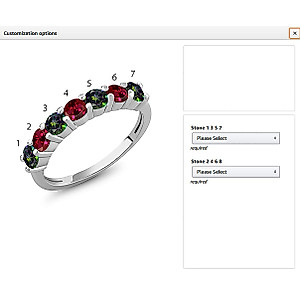 Gem Stone King 925 Sterling Silver Customized and Personalized 7 Round Gemstone Birthstone Wedding Engagement Solitaire Anniversary Promise Ring For Women (Size 9)