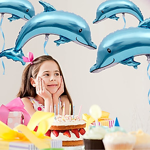 4 Pcs Dolphin Balloons Giant Dolphin Shape 46 Inch Large Foil Mylar Balloons for Birthday Party Decorations Ocean Theam Party Kids Baby Shower Weeding Gift
