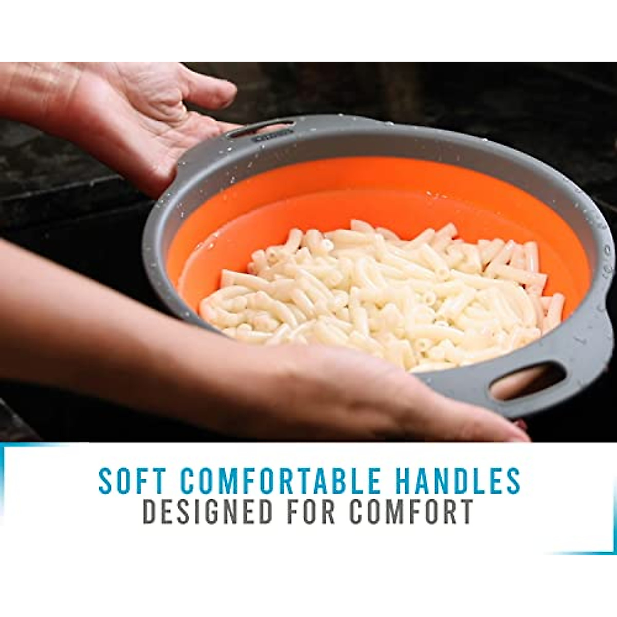 Say Goodbye to Clunky Colanders: 2-Piece Silicone Collapsible Colander Set by Comfify™- Compact, Convenient, and Ideal for Any Kitchen