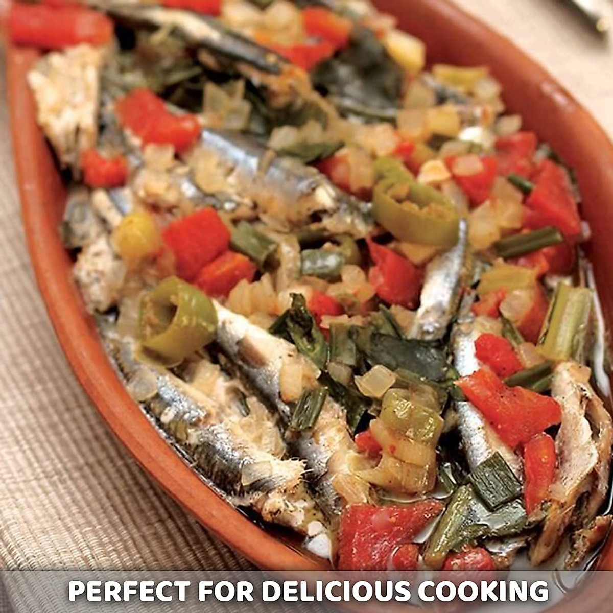 Handmade Oval Clay Pan Set of 2, Lead-Free Terracotta Pots for Cooking Fishes, Meat, Vegetables, or Mushrooms, Unglazed Earthen Pottery Cookware Suitable for Stovetop and Oven-Cooking (Large 12.2 in)