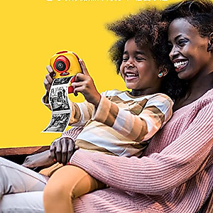 Damian-Sewing Kids Instant Print Camera Kids Camera with 2”HD Large Screen, Zero Ink Digital Camera with Thermal Printing Paper and Cartoon Stickers, Children Toy Camera (Color : Pink)