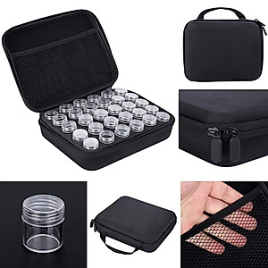 Joyzan Embroidery Diamond Storage Box, 30 Slots Compartments Clearly Double Seal Painting Storage Containers Case Organizer for DIY Art Craft Nail Diamonds Bead (Black)