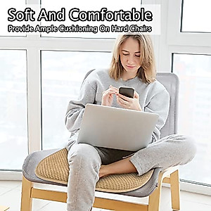 PAGGED Khaki Foam Seat Cushions Kitchen Chairs Pads for Dining Chairs Non Slip Patio Seat Cushions Set of 4 Washable U Shaped Soft Thick Large Metal Wooden Chair Cushions,17" x 15"