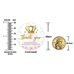 80 Little Princess Thank You Stickers, Gold Crown Birthday Party Stickers, Perfect for Girls Baby Shower Birthday Party Favors (2 Inch)