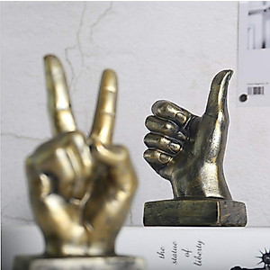 Nice purchase Hand Finger Gesture Desk Statues Fingers Sculpture Creative Home Living Room Cabinet Shelf Decoration (Thumbs-up in Silver)