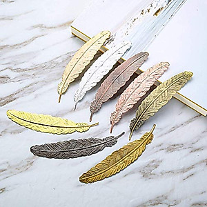 7 Pieces Metal Feather Bookmarks Assorted Metal Bookmark Feather Shape Book Marker for Adults and Kids (1 Set)