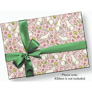 Bunny Birthday Party Gift Wrap Paper - Folded Flat 30 x 20 Inch (3 Sheets)