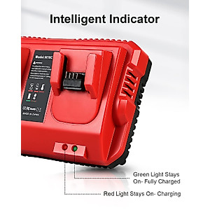 TeenPower Upgraded 18V 6.0Ah Batteries Replacement for Milwaukee M-18 Battery 2Pack and 1 Charger Combo(2-Port)