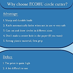 Ecohu Circle Cutter for Paper Crafts, Cutting Diameter 3 in to 11.8 in, Large Circular Cutter Tool, Rotary Compass Circle Cutting Draw of Different Size for Cards Making, DIY Arts