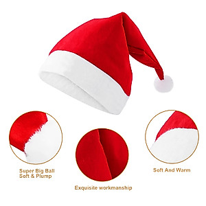 SdeNow Upgraded Santa Hat, X-Large Size, 12Pcs - Red and White Non-woven Costume Hat for Unisex-Adult Child, Suitable for Christmas, Halloween, Cosplay Party