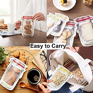 HAOT 30 Pack Mason Jar Zipper Bags, Food Storage Snack Ziplock Bags - Reusable Airtight Seal Food Storage Bags, Leak-Proof Tea Bags Refrigerator Organizor Kitchen Storage Outdoor