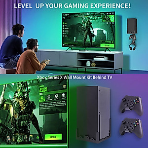 BracNova Wall Mount Kit for Xbox Series X-Steel Wall Mount Shelf Stand with Detachable Controller Holder and Headphone Hook-Safely Store Your Xbox X Console Near or Behind Your TV