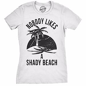 Womens Shady Beach Funny Shirts Cute Vacation Vintage Novelty Hilarious T Shirt Funny Womens T Shirts Funny Sarcastic T Shirt Women's Novelty T Shirts White - XL