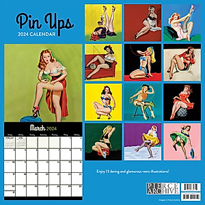 TF PUBLISHING 2024 PinUps Wall Calendar | Large Grids for Appointments and Scheduling | Vertical Monthly Wall Calendar 2024 | Home and Office Organization | Premium Matte Paper | 12"x12”