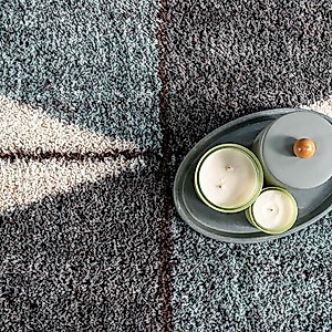 nuLOOM Kali Geometric 5x7 Shag Area Rug for Living Room Bedroom Dining Room Nursery Kitchen, Navy