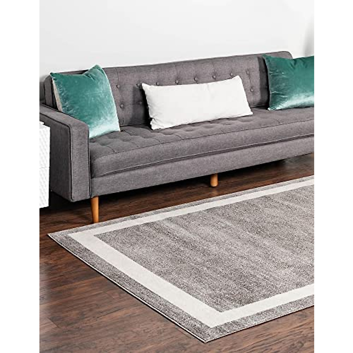 Unique Loom Del Mar Collection Area Rug-Transitional Inspired with Modern Contemporary Design, Rectangular 5' 0" x 8' 0", Gray/Ivory