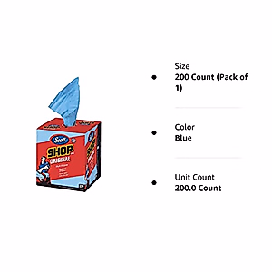 Scott Blue Shop Towels in a Box - 200 Sheets & Permatex 25219 Fast Orange Pumice Lotion Hand Cleaner with Pump, 1 Gallon