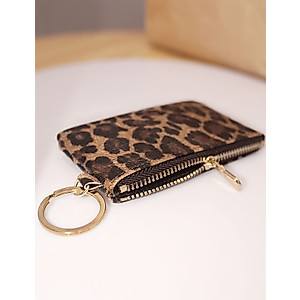 Heesch 2 Pack Mini Coin Purse Cheetah Change Purse Small Zipper Pouch Wallet for Women (Leopard & Ivory Leopard)
