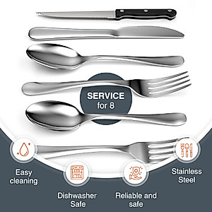 Tribal Cooking 48 Piece Silverware Set - Service for 8 - Stainless Steel Flatware serving set - Cutlery Set - Knives, Fork, and Spoon - Utensil sets - Dishwasher Safe - Stunning Polished Finish