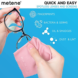 Metene 18 Pack Microfiber Cleaning Cloths (6"x7") in Individual Vinyl Pouches | Glasses Cleaning Cloth for Eyeglasses, Phone, Screens, Camera Lens and Other Delicate Surfaces Cleaner (Multi-Colored)