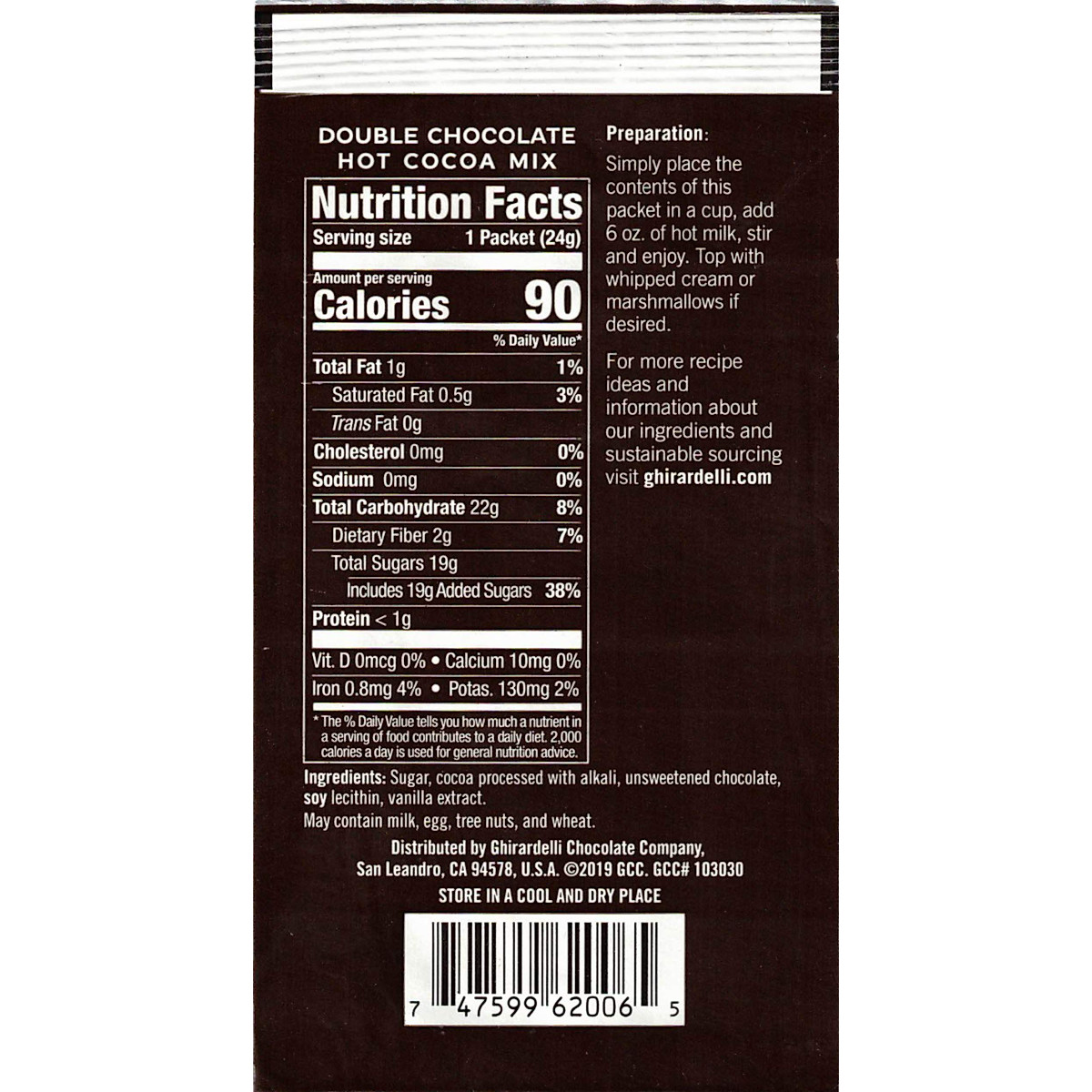 Ghirardelli Double Chocolate Hot Cocoa Mix, 0.85 oz Packets (Pack of 25) with Ghirardelli Cocoa Scoop