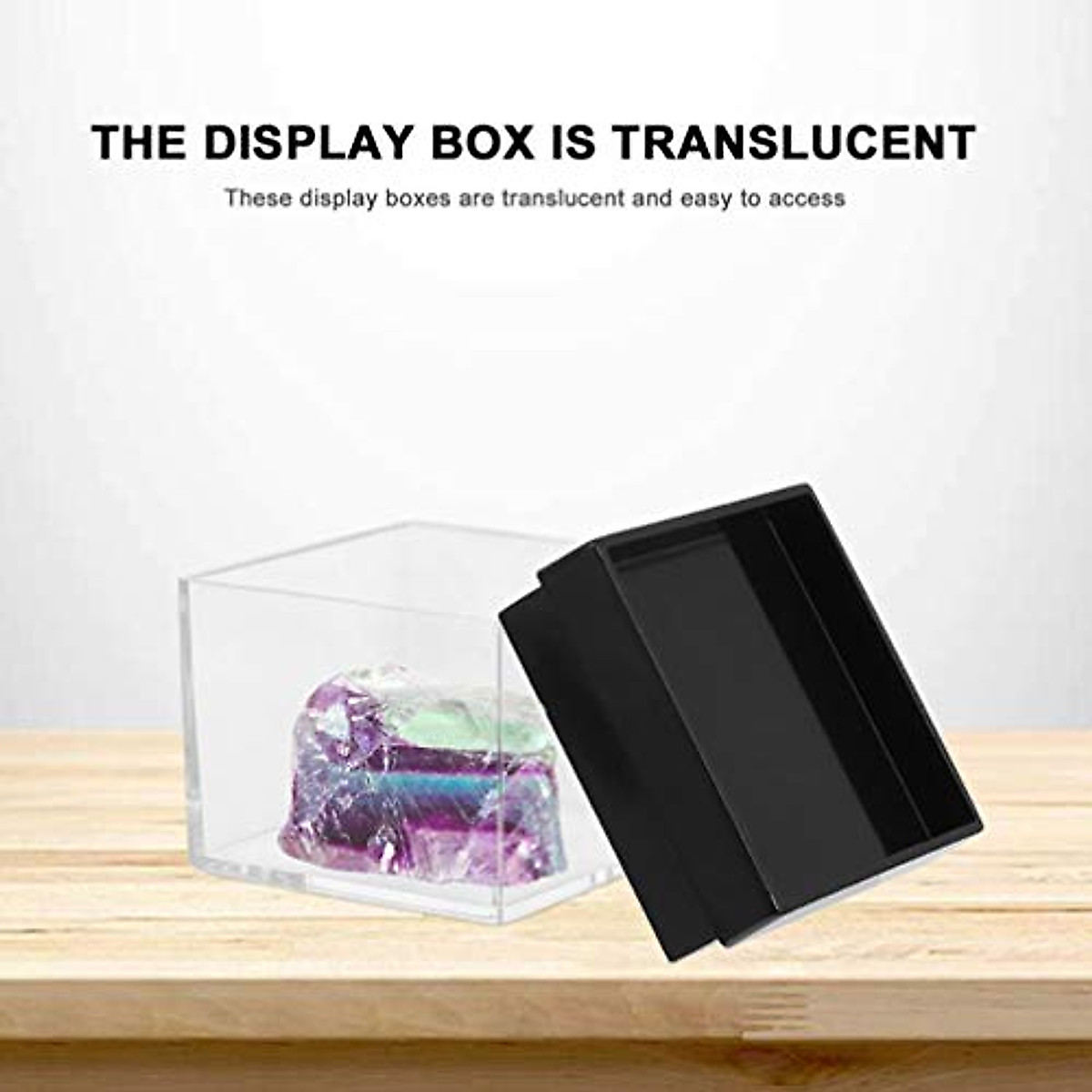 Baluue 12pcs Clear Acrylic Display Case Countertop Box Cube Transparent Display Box Pop Figures Display Collectibles Stone Mineral Specimen