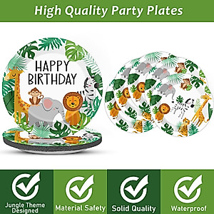 96PCS Jungle Birthday Party Plates and Napkins Safari Animals Birthday Party Decorations for 24 Guests Jungle Theme Birthday Party Tableware Set Serves Wild Animals Gold Safari Zoo Birthday Supplies