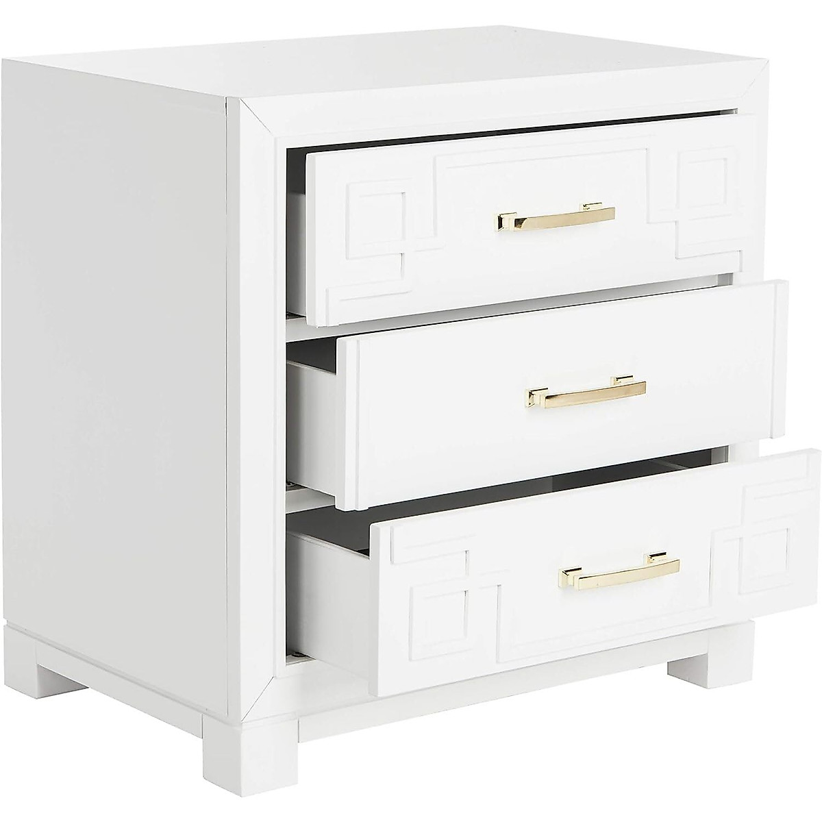 Safavieh Home Collection Raina White 3-Drawer Greek Key Nightstand