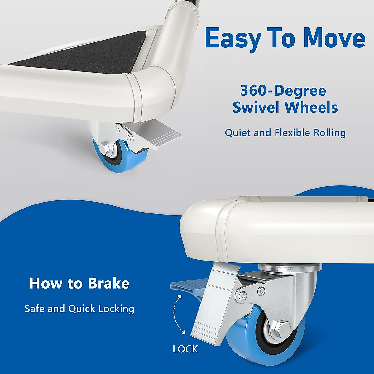 Furniture Dolly Mobile Roller with 4 Locking Wheels by DAILYLIFE, Adjustable Washing Machine Stand Refrigerator Base Dryer Stand Moving Cart, White