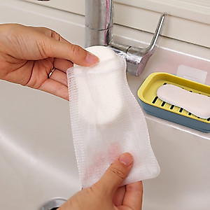 XIACIBDUS 4PCS Soap Dish, Soap Holder for Bar Soap, Soap Saver with Removable Drip Tray, Shower Soap Holder with 4 Foaming Mesh for Shower Wall Bathroom