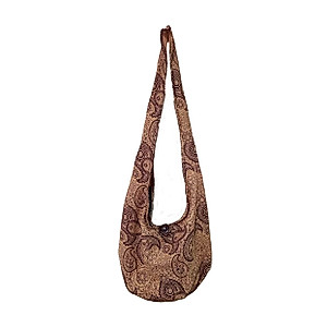 Lovely Creations's Hippie Boho New Elephant Crossbody Bohemian Gypsy Sling Shoulder Bag"Small" Size (D Brown)