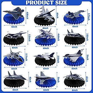 Tenceur 12 Pcs Airplane Party Decorations Airplane Honeycomb Centerpieces Air Force Theme Party Supplies Fighter Jet Party Supplies for Party Table Decorations Aviation Plane Birthday Photo Props