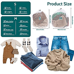 Giantree Pack of 2 Mesh Laundry Bags for Socks, White Laundry Nets with Drawstring Reusable Laundry Bag Underwear Laundry Bag for Home Dorm Hotel Travel Use (White Coarse Mesh)