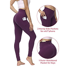 ALONG FIT V Crossover Leggings for Women Cross Waisted Yoga Pants with Pockets Tummy Control Non-See Workout Leggings