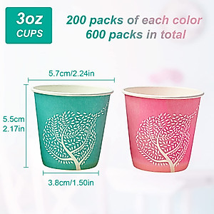 LITOPAK 600 Pack 3oz Disposable Bathroom Cups, Colorful Disposable Mouthwash Cups, Small Disposable Cups, Mini Paper Cups for Parties, Picnics, Barbecues, Travel and Events