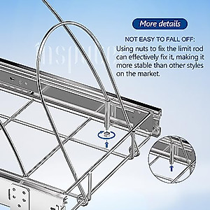 Insputer Pull Out Trash Can Under Cabinet, Under Sink Trash Can Pull Out with Silicone Handle, 35qt Under Cabinet Trash Can Pull Out Kit for Kitchen Sink, Pantry, Garbage Can Not Included