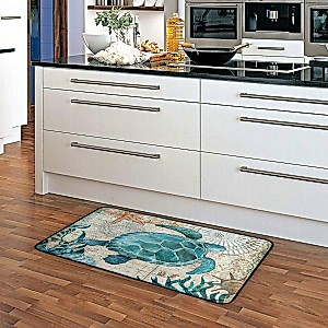 Sea Turtle Retro Map Kitchen Rugs Mat Nautical Ocean Coastal Bathroom Floor Runner Mats Non Slip Door Mat Indoor Entryway Hallway Doormat Welcome Runner Rugs Washable Home Decor 39 X 20 Inch