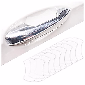 NHHC 8PCS Car Door Handle Cup Scratch Protector Stickers,Non-Marking TPU Carbon Fiber Texture Door Bowl Paint Protection Film Universal Automotive Exterior Decor Accessories (Transparent)