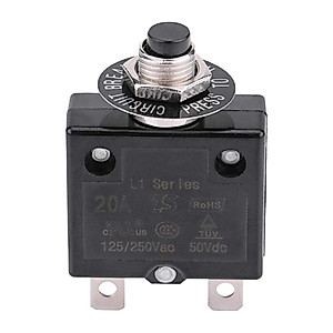 Aramox 5 A / 8 A / 10 A / 15 A / 18 A / 20 A / 30 A Thermal Switch Reset, Current Overload Device Circuit Breaker Manual Reset Circuit Breaker Overcurrent Protector(20A)