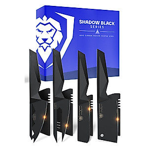 DALSTRONG Cheese Knife Set - 4-Piece - Shadow Black Series - Black Titanium Nitride Coated - High Carbon - 7CR17MOV-X Vacuum Treated Steel Cheese Knives Set - Sheath - Soft Hard Cheese - NSF Certified