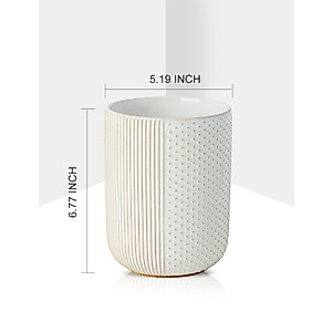 Seyatoo Kitchen Utensil Holder for Countertop, Ceramic Utensil Holder with Cork Mat, Utensil Crocks, Kitchen Tool Holder, Cooking Utensil Holder Organizer for Spatula, White