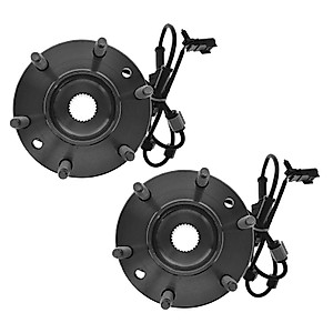 TRQ Front Wheel Hub & Bearing Pair Set for Trailblazer Envoy w/ABS 6 Lug