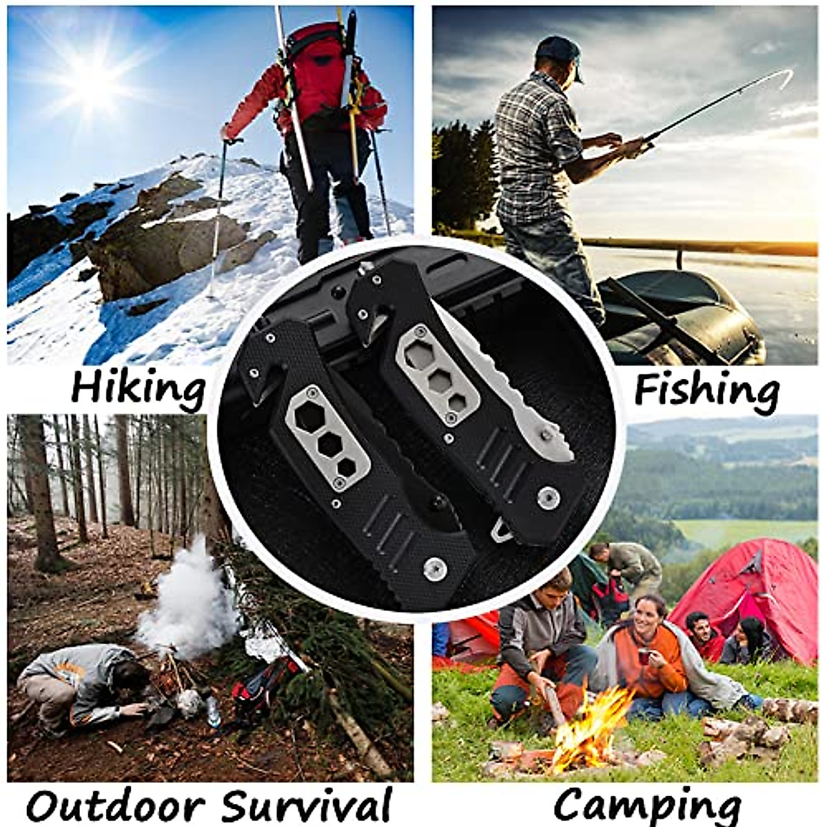 URiver Pocket Knife,G10 handle,With Pocket clip,for Camping,Survival EDC and Outdoor Activities,Best Gift for Men,Material Sharp Satin Blade(Silver)