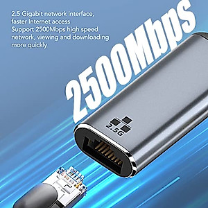 USB C to Ethernet Adapter, 10 100 1000 2500Mbps High Speed, USB Type C to RJ45 2.5G Gigabit Ethernet LAN Network Adapter,for Windows, for Android, for OS, for Linux
