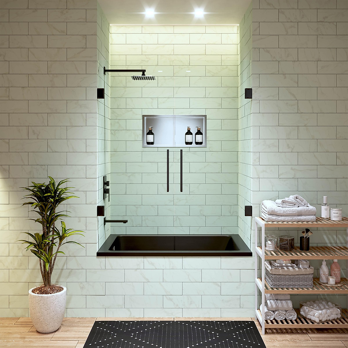 Swiss Madison Well Made Forever Voltaire 12” x 24” Stainless Steel Single Shelf Wall Niche in Polished Chrome