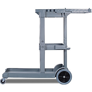 Carlisle FoodService Products Plastic Short Platform Janitorial Cart, 300 lbs Capacity, 45" x 19" x 39", Gray