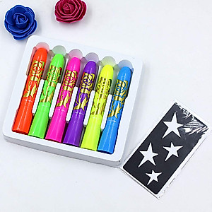 Luminous Face Paint Crayons,Washable,Halloween Making Up,Non Toxic Fluorescent Body Markers
