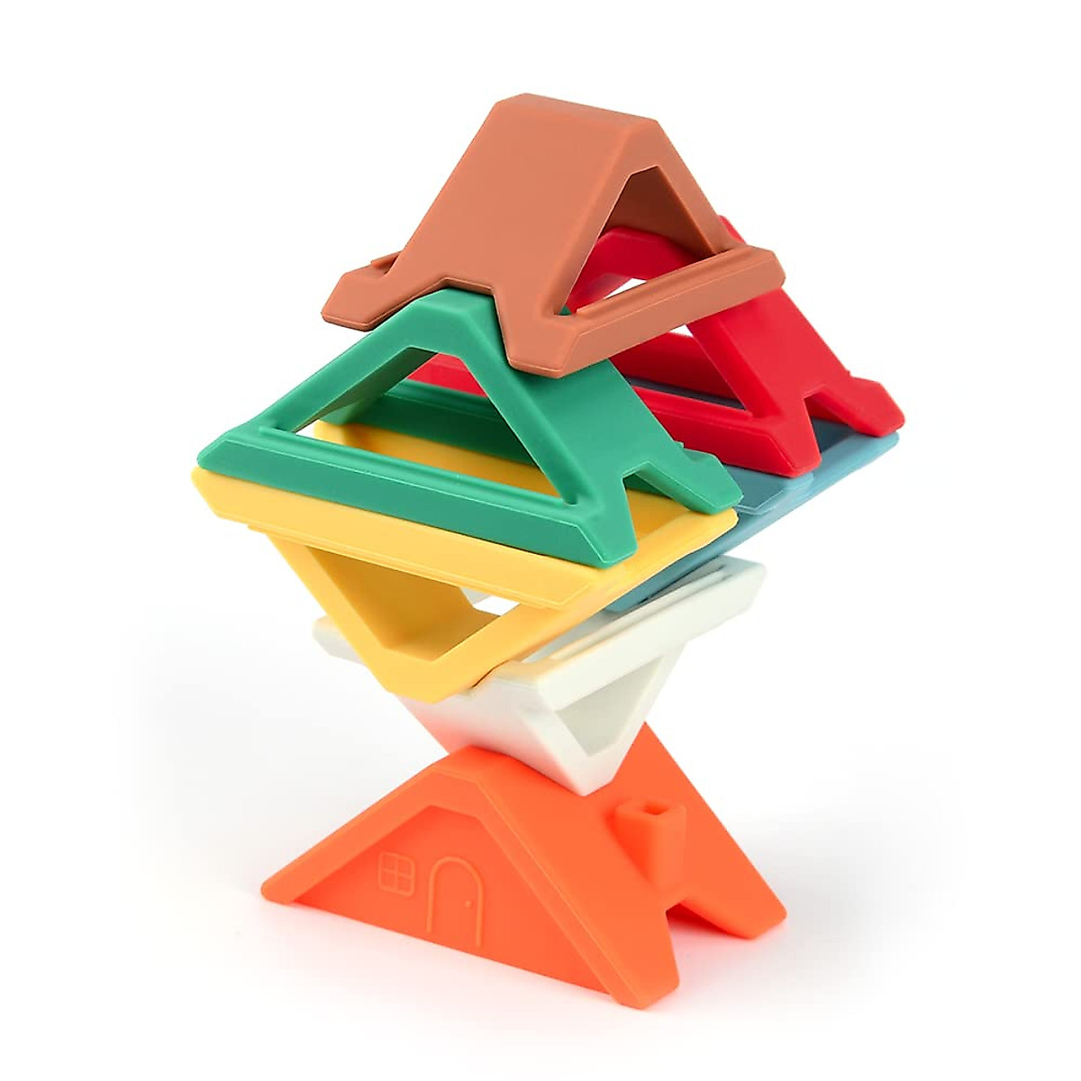 lofca Silicone Building Block Baby Educational Montessori Toy Toddler Stacking Sets House 7 Pieces